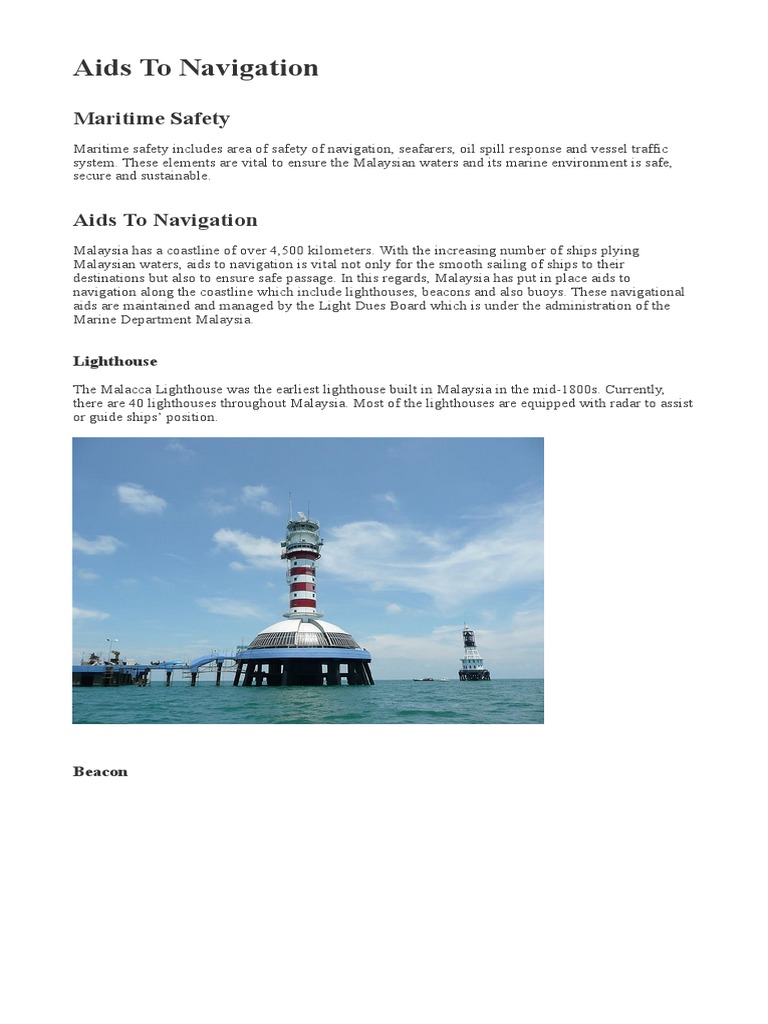 Aids To Navigation: Maritime Safety | PDF | Ships | Strait Of Malacca