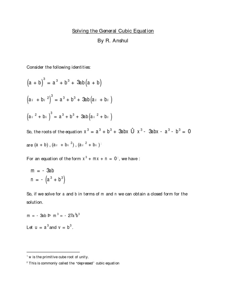 Solving The General Cubic Equation | PDF | Equations | Applied Mathematics
