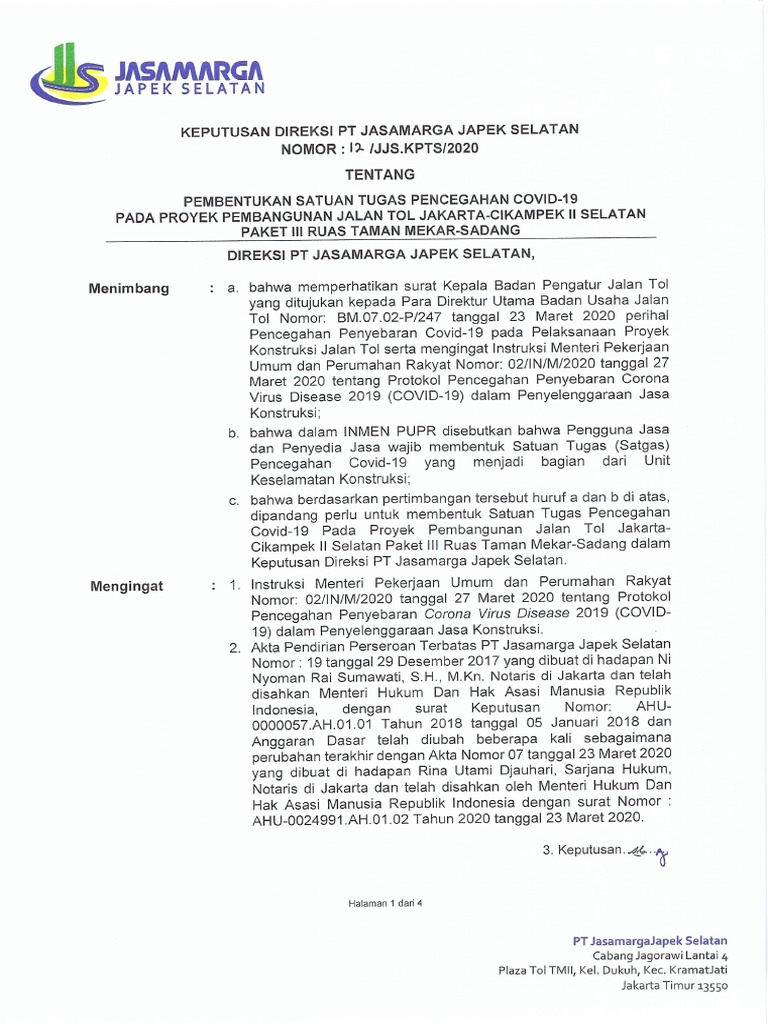 SK Direksi JJS No 12 PDF | PDF