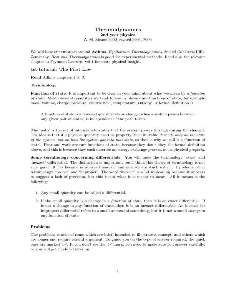 Thermodynamics 2nd Year Physics Notes | PDF | Heat | Entropy