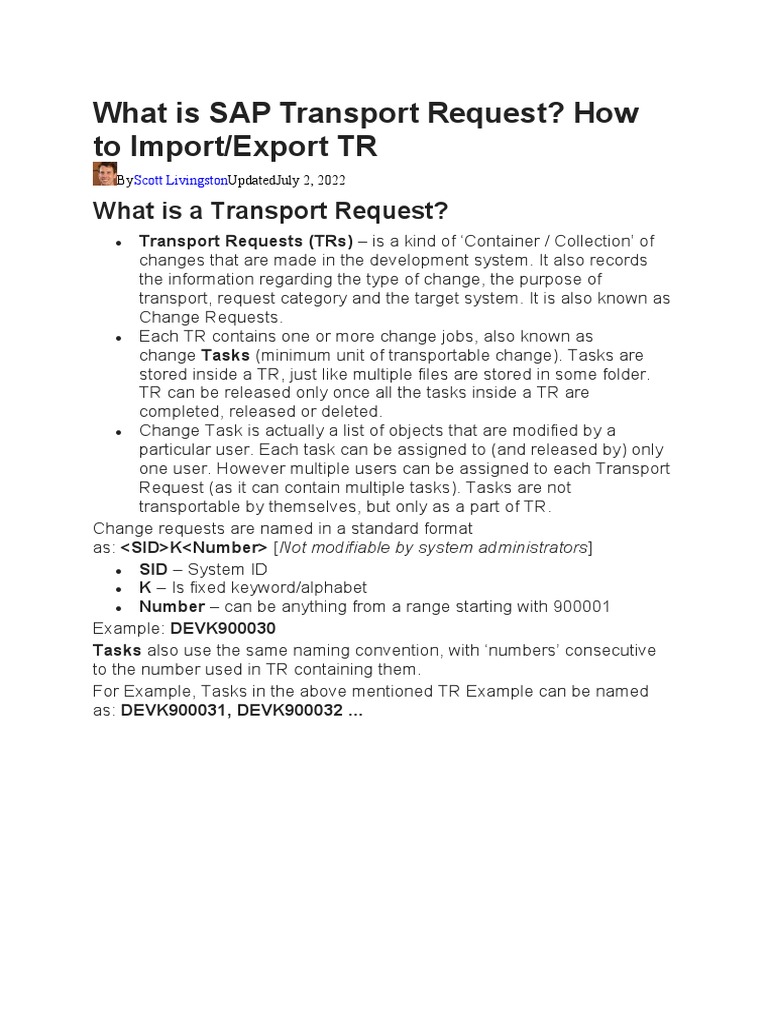 What Is SAP Transport Request? How To Import/Export TR | Download Free ...