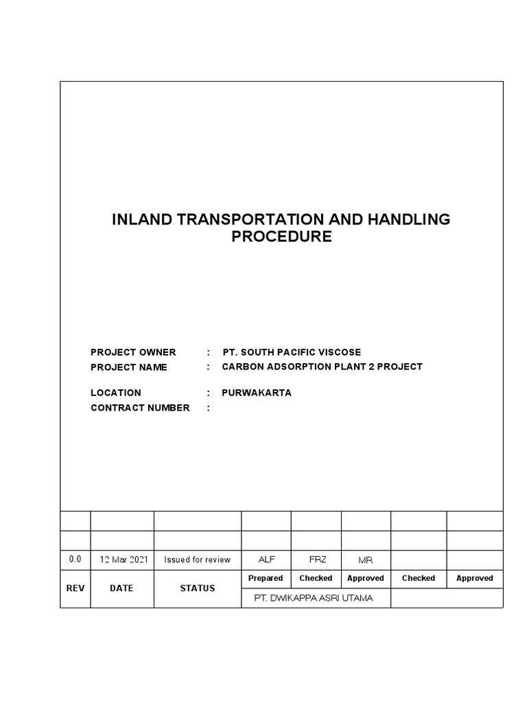 Inland Transportation and Handling Procedure | PDF | Safety