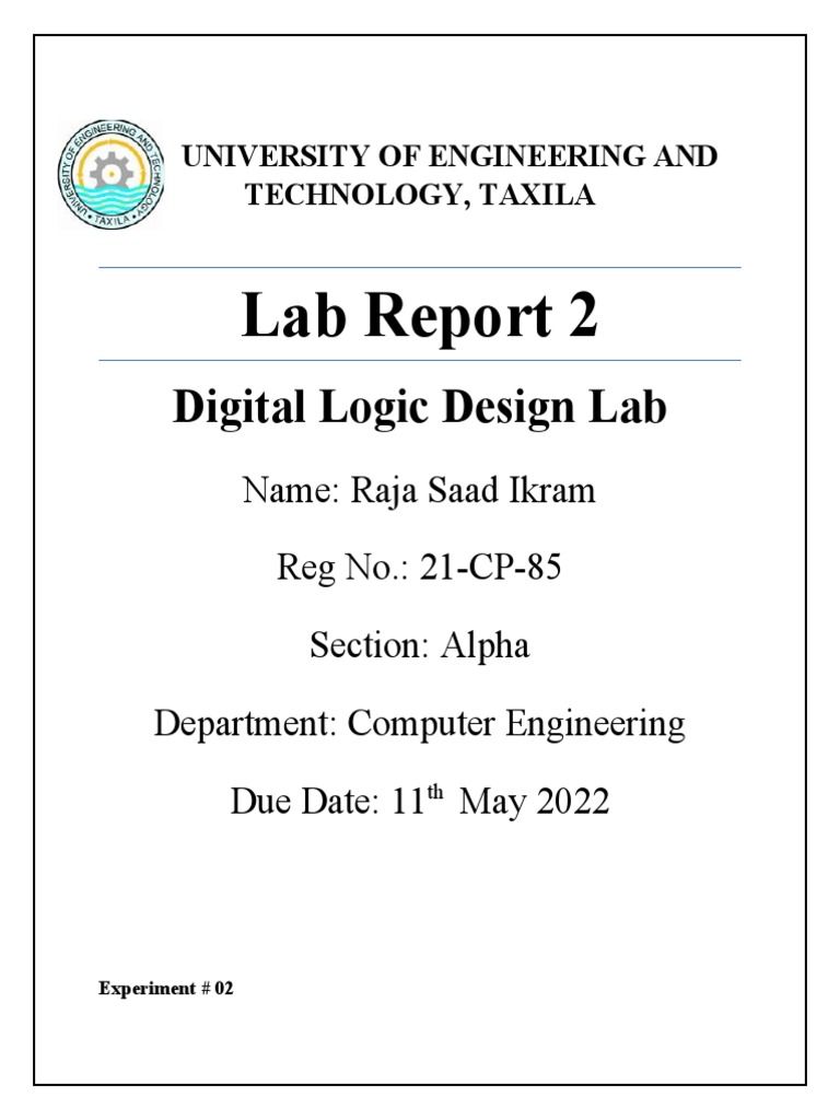 Lab Report 2: Digital Logic Design Lab | PDF | Logic Gate | Electronic Circuits
