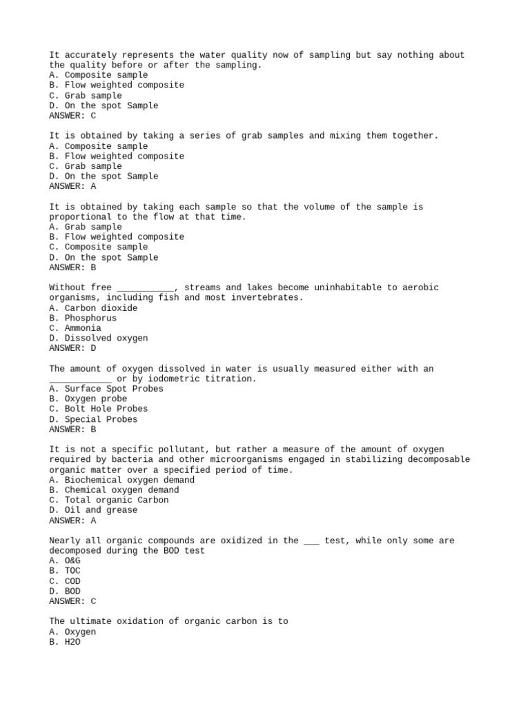Measurement of Water Quality-Quiz | Download Free PDF | Ph | Water