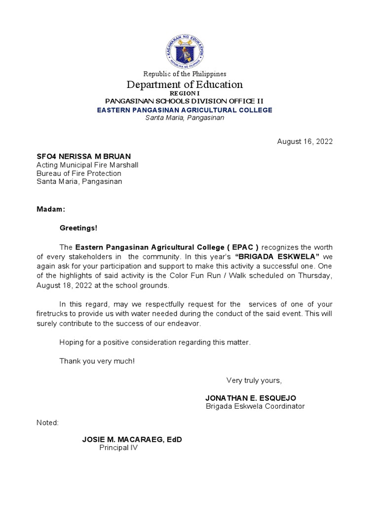Brigada Eskwela LETTER OF INVITATION | PDF