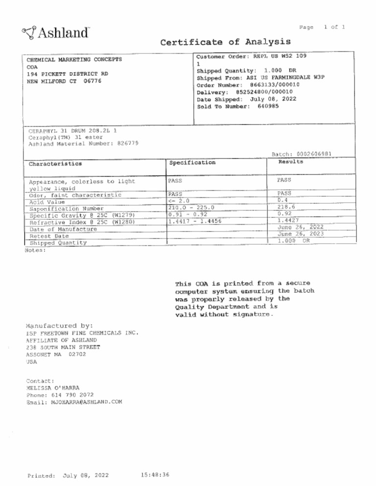 Ceraphyl 31 Ester | PDF