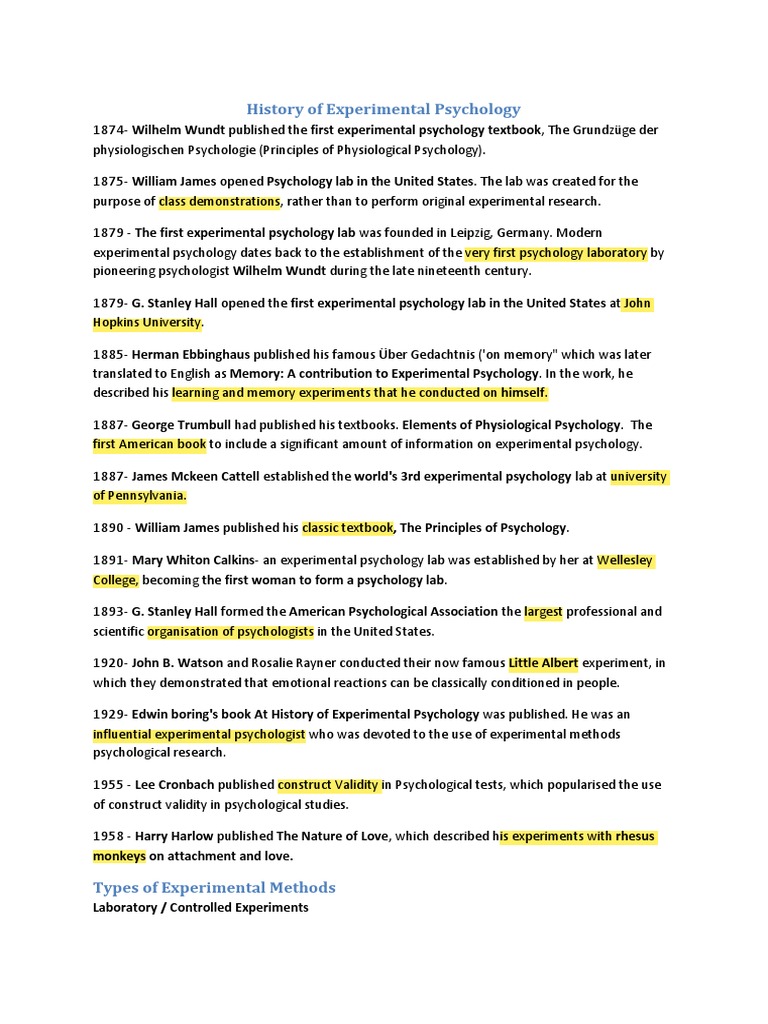 History of Experimental Psychology | PDF