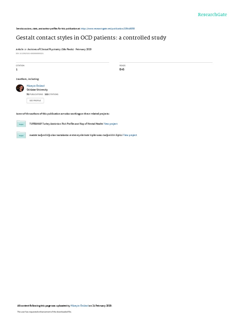Gestalt Contact Styles | PDF | Obsessive–Compulsive Disorder | Mental ...