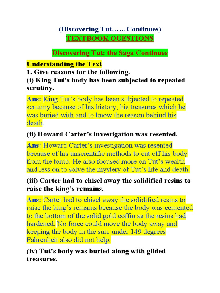 Discovering Tut Qs | PDF | Tutankhamun | Akhenaten