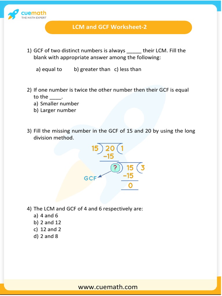 File LCM and GCF Worksheet 2 1625932323 | PDF | Abstract Algebra ...