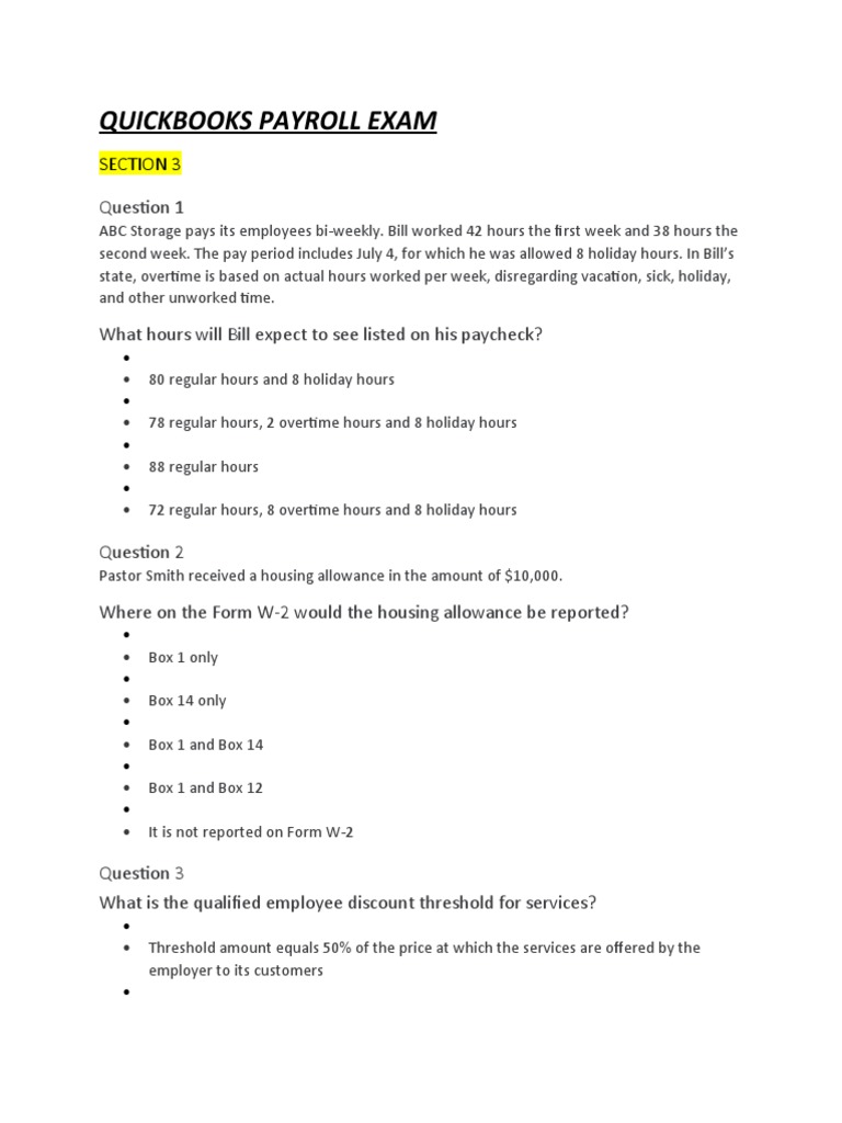 Quickbooks Payroll Qs Section 3 | PDF | Payroll Tax | Payroll