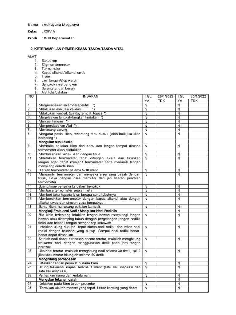 2 Keterampilan Pemeriksaan TTV | PDF