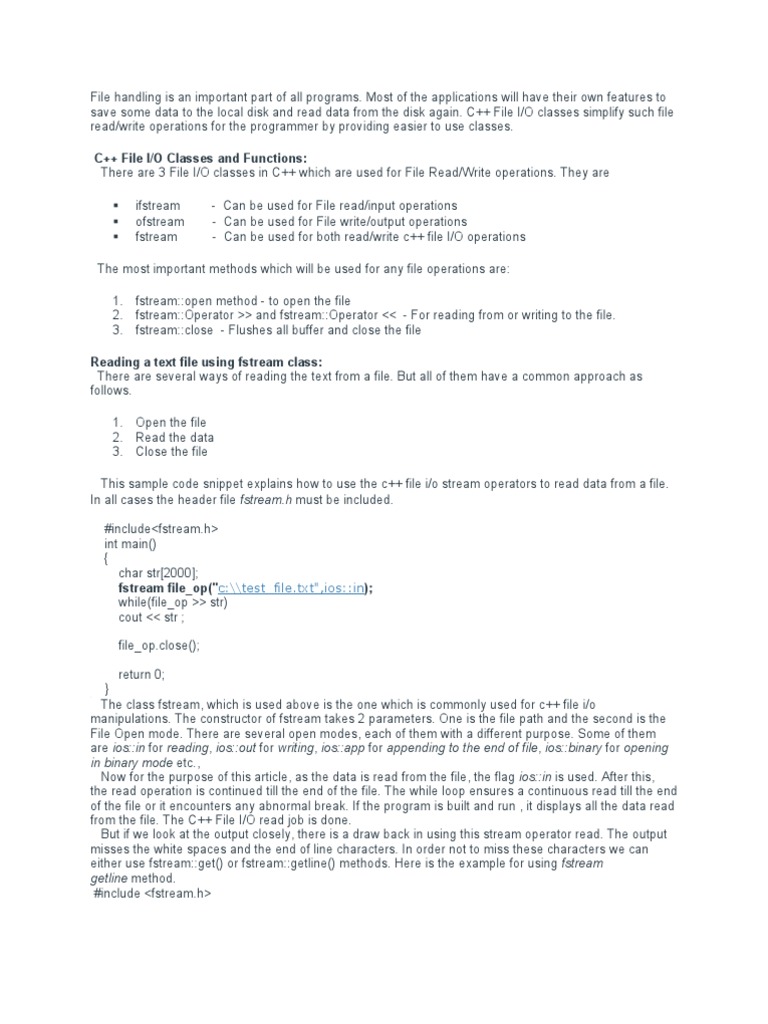 File Handling | PDF | Input/Output | Computer File File Handling | PDF | Input/Output | Computer File