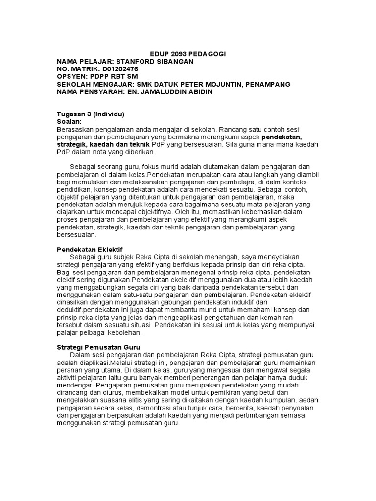 EDUP 2093 PEDAGOGI Tugasan 3 - Stanford Sibngan | PDF | Karier & Perkembangan