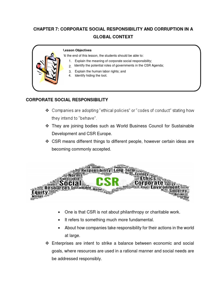 Chapter 7 Corporate Social Responsibility and Corruption in A Global ...