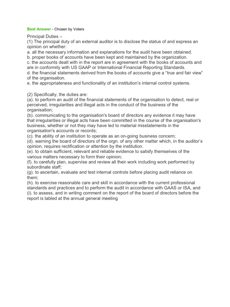 Statutory Duties of Auditor | PDF | Financial Audit | Corporations