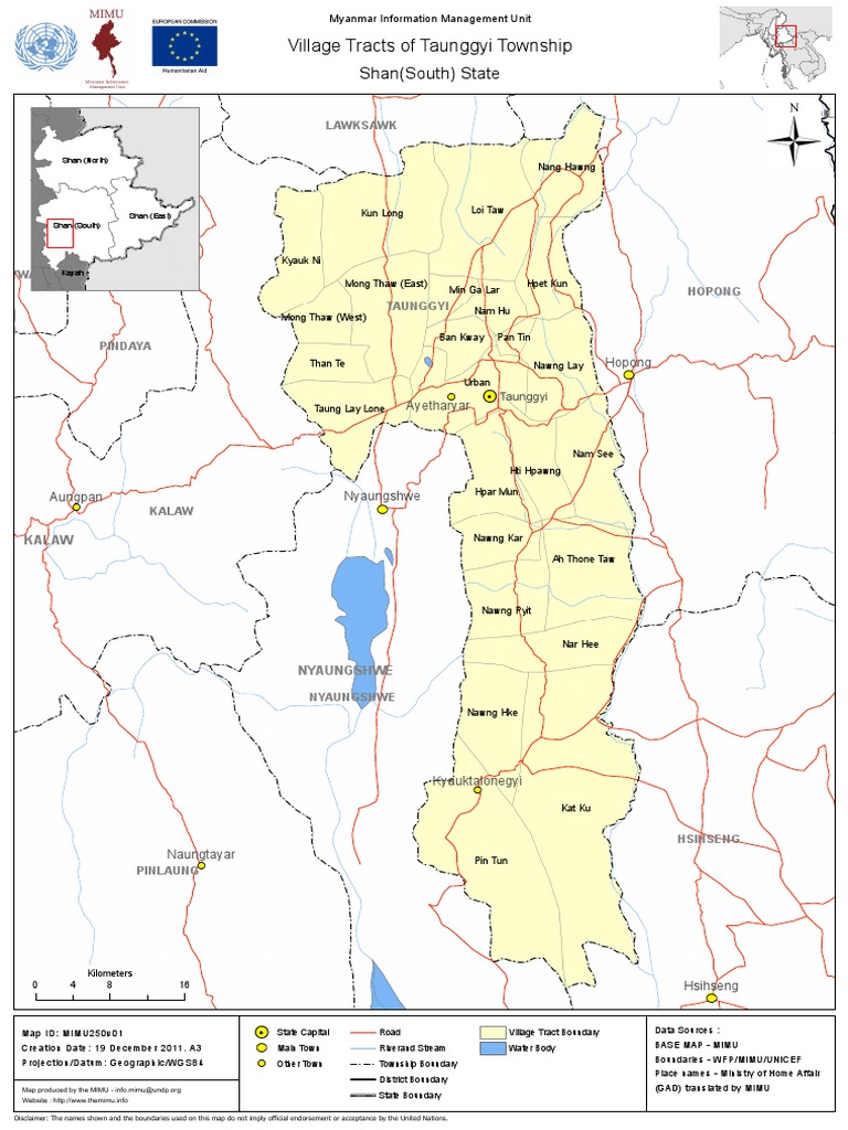 Taunggyi Township Village Tract Map | PDF | Myanmar