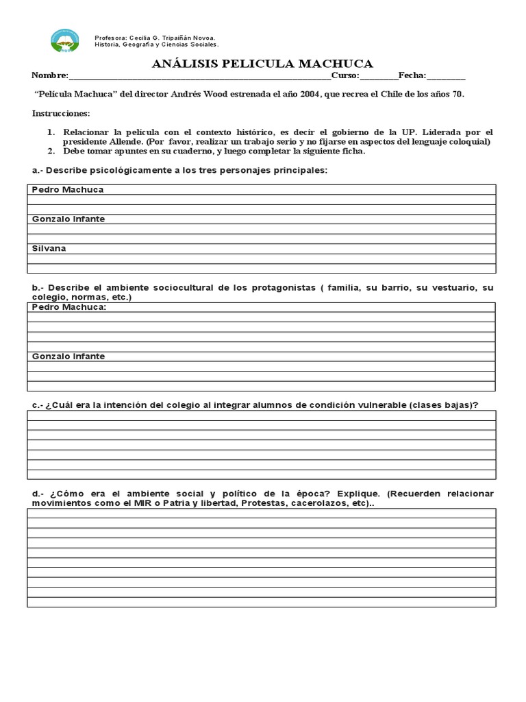 Pauta de Análisis Pelicula Machuca. | PDF | Política | Ciencias sociales