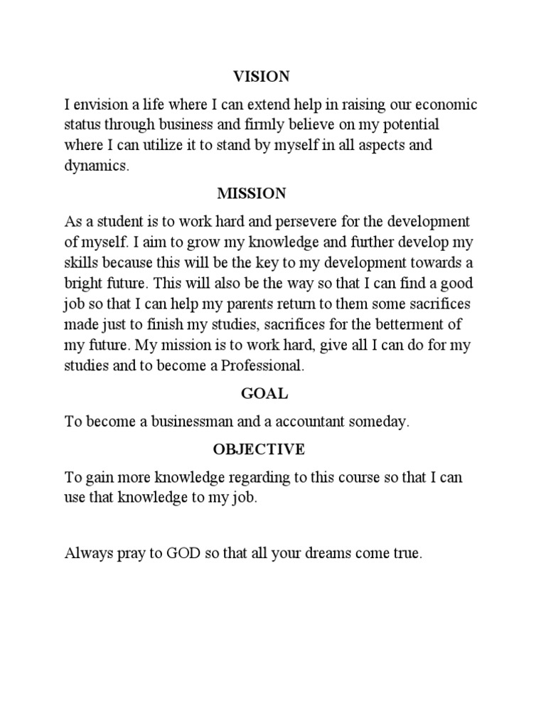 Vision and Mission in Life | PDF