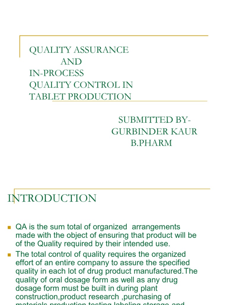 Quality Assurance | PDF | Tablet (Pharmacy) | Quality Assurance