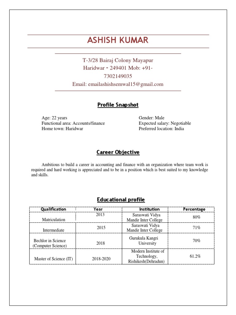 Resume Ashish Kumar | PDF