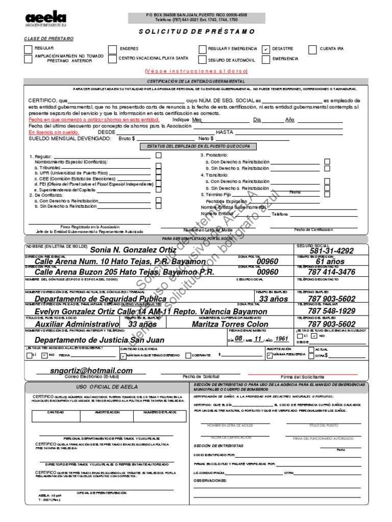 AEELA - 50 (7-2021 Rev.) Solicitud de Préstamo Regular (Internet) | PDF ...