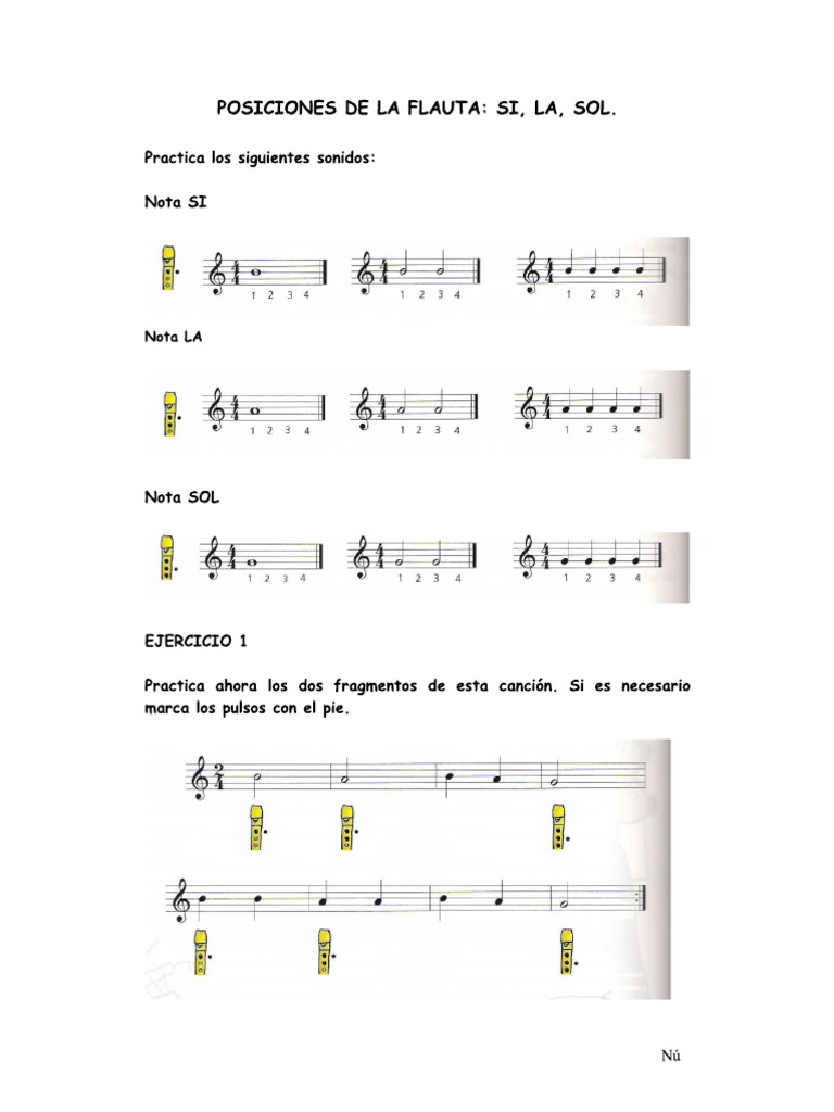 6° Posiciones SI, La y Sol en La Flauta | PDF