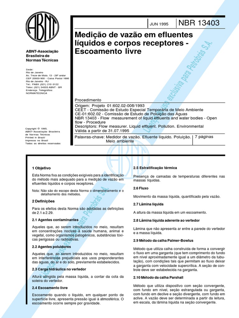 ABNT - NBR 13403 - Medição de Vazão em Efluentes Líquidos e Corpos ...