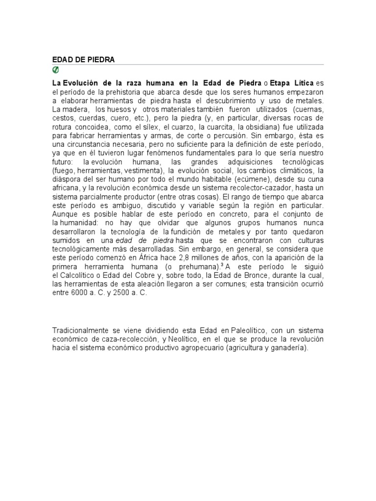 Edad de Piedra | PDF | Edad de Piedra | Arqueología