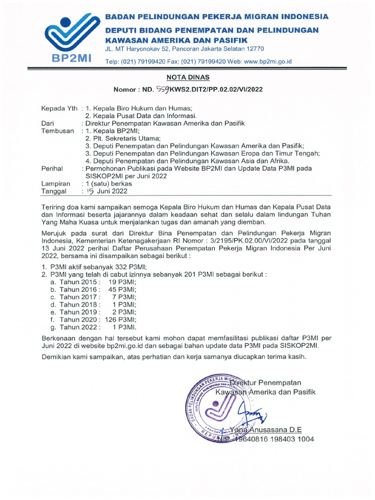 Data 16-06-2022 Daftar Perusahaan Penempatan Pekerja Migran Indonesia ...