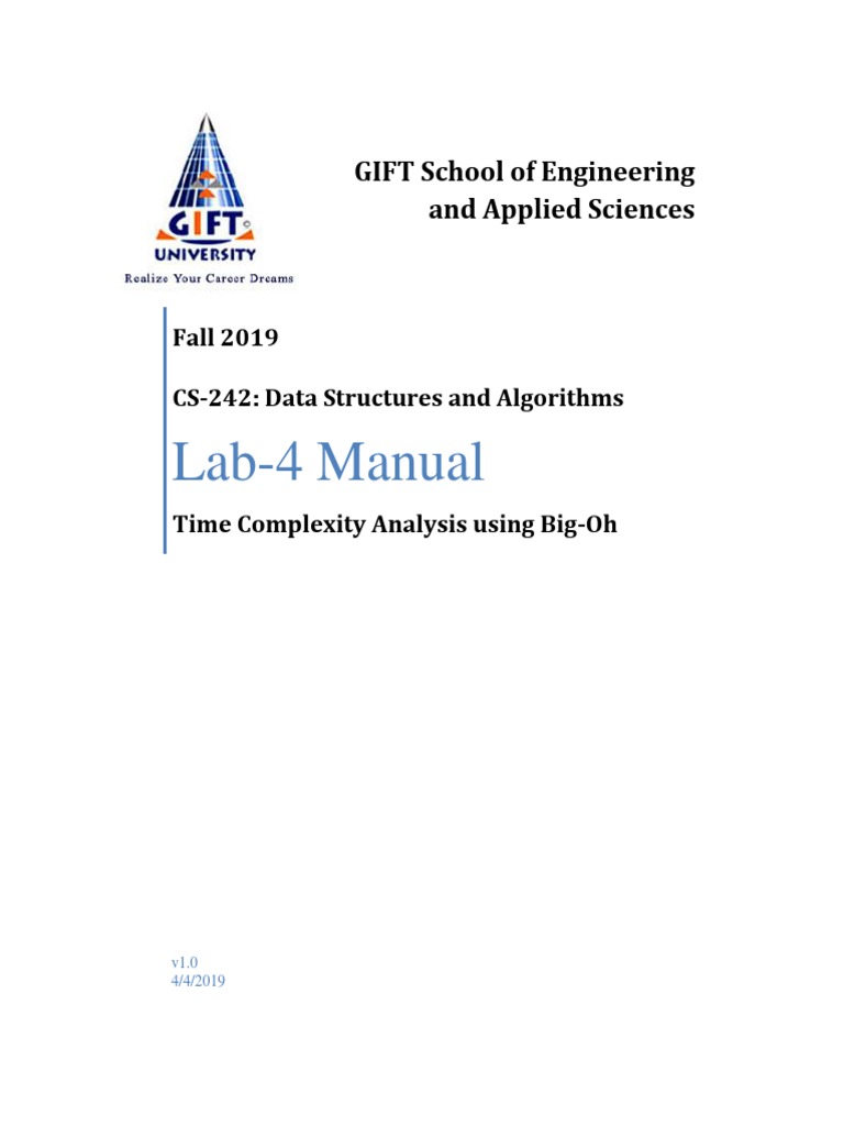 (Lab-5 Manual) CS-204-DSA - Time Complexity Analysis | PDF | Time ...