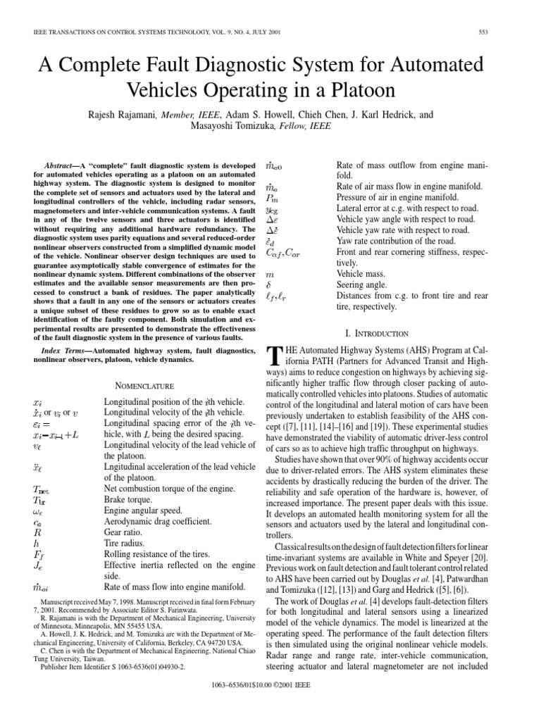 A Complete Fault Diagnostic System For Automated | PDF | Control Theory ...