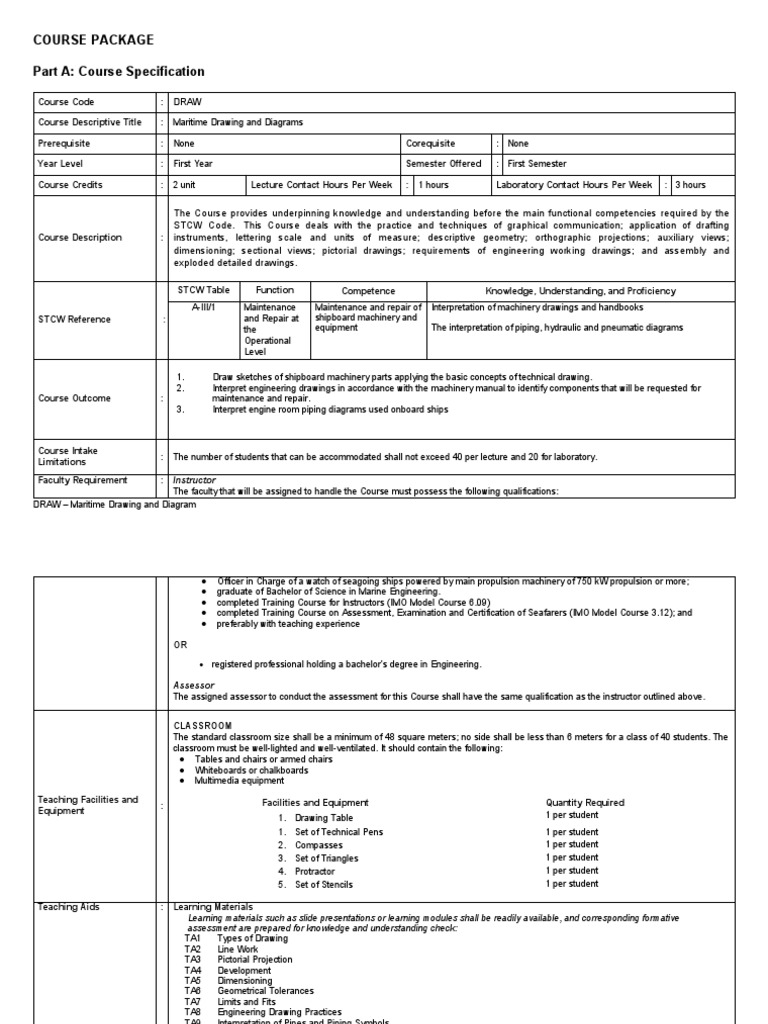 Maritime Drawing Course Overview | PDF | Educational Assessment ...