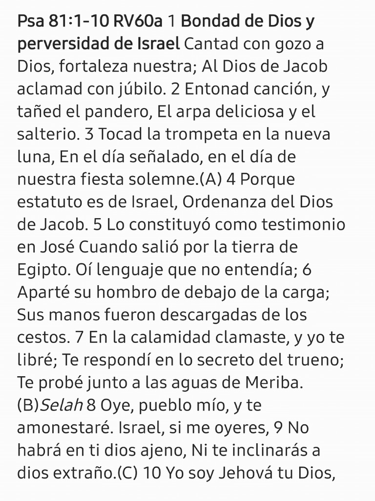 Salmo 81 Del 1 Al 10 | PDF