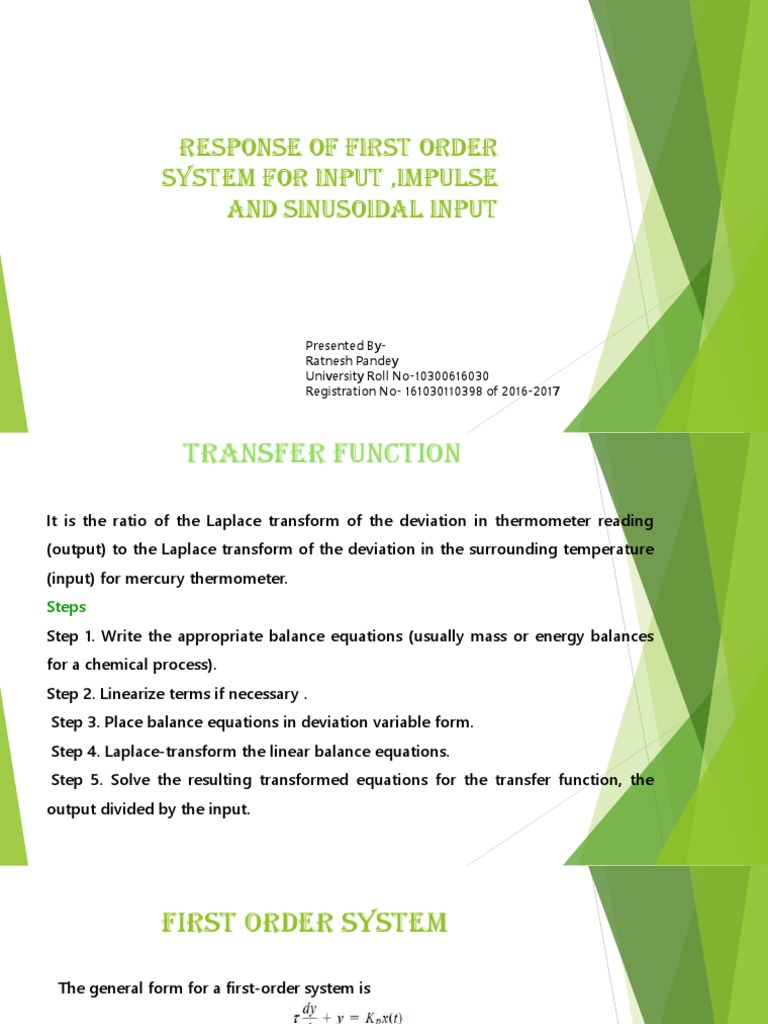 Transfer Function Response of First Order | PDF | Laplace Transform ...