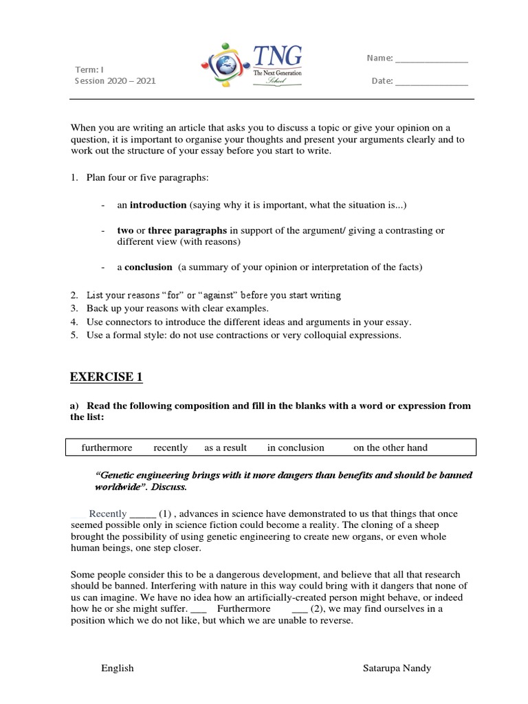 Article Writing Worksheet Guide | PDF | Reason | Learning