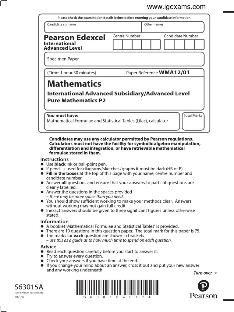 Mathematics: Pearson Edexcel | PDF | Mathematics | Equations