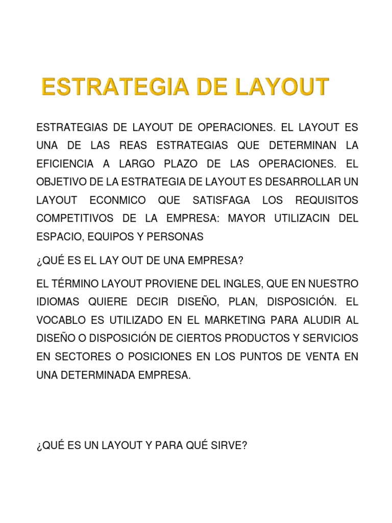 ESTRATEGIAS DE LAYOUT DE OPERACIONES | PDF | Diseño | Marketing