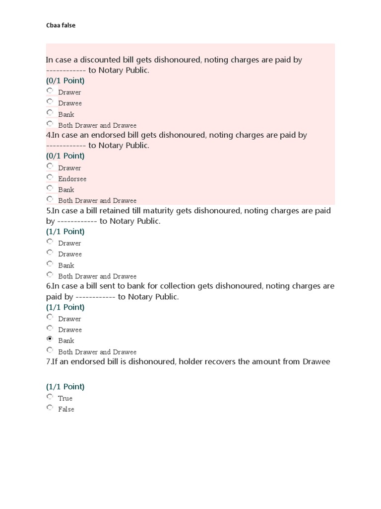 Noting Charges for Dishonoured Bills | PDF