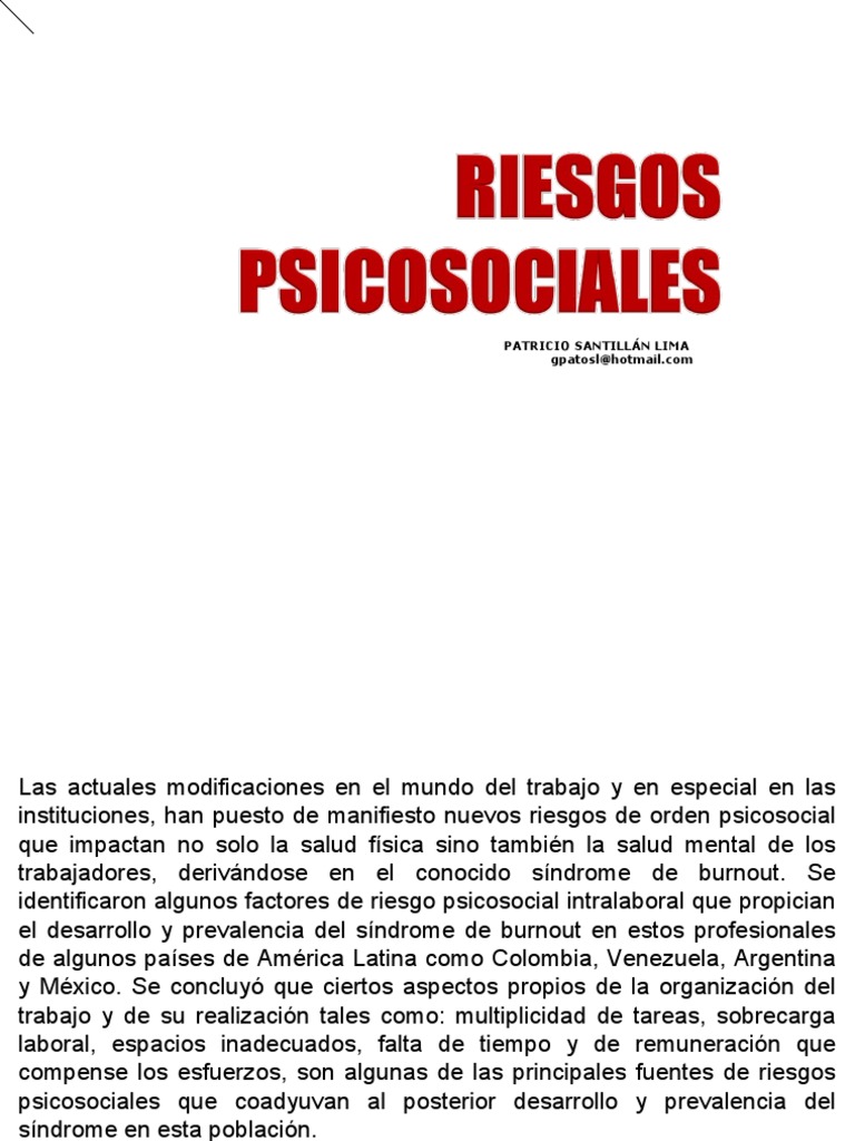 Riesgos Psicosociales | PDF | Estrés (biología) | Burnout ocupacional