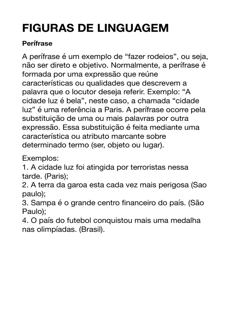 Figuras de Linguagem: Perífrase, Metonímia, Comparação, Metáfora ...