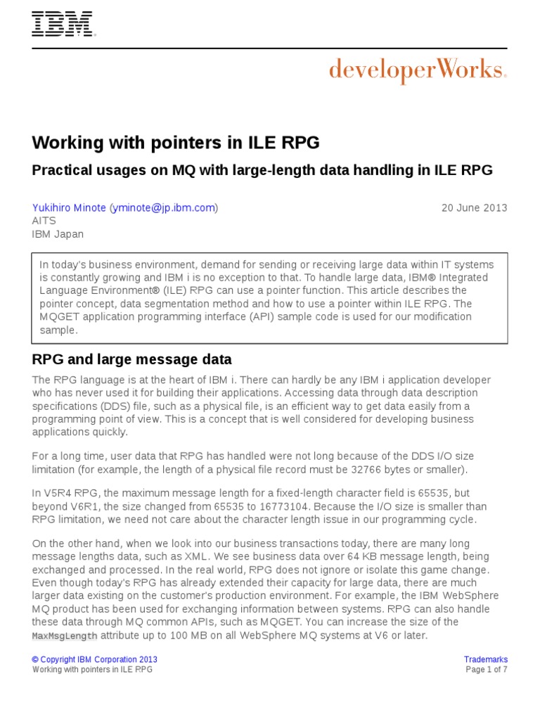 I Rpg Pointers Pdf Pdf Pointer Computer Programming Ibm Rpg