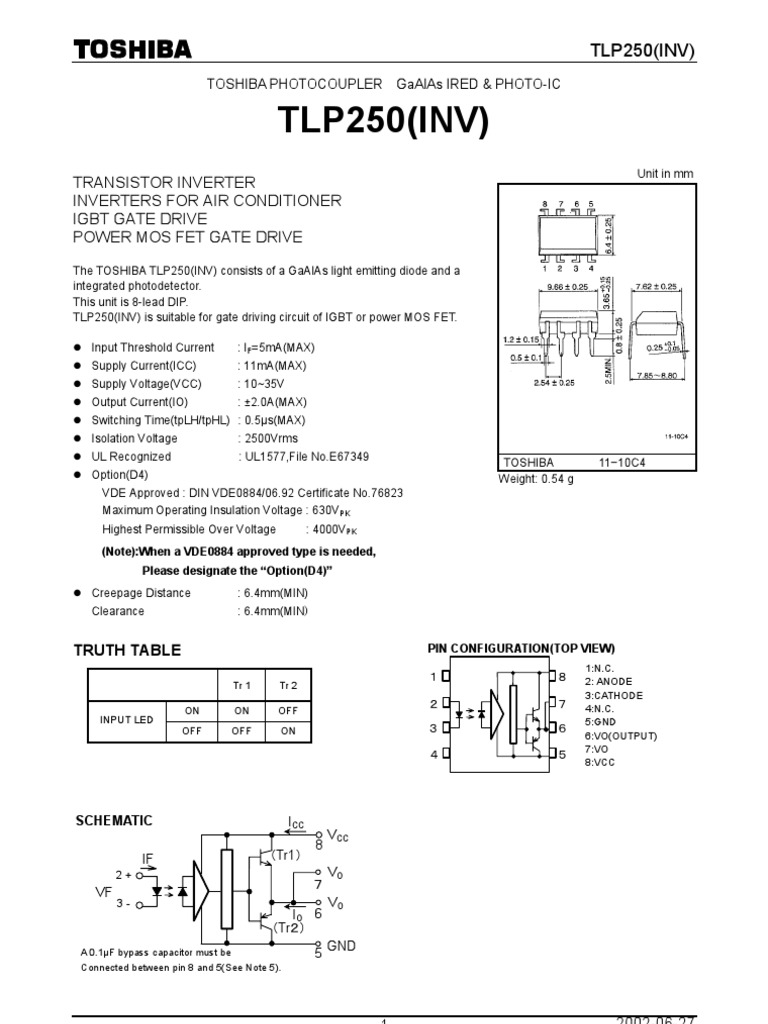TLP 250 A | Download Free PDF | Field Effect Transistor | Capacitor