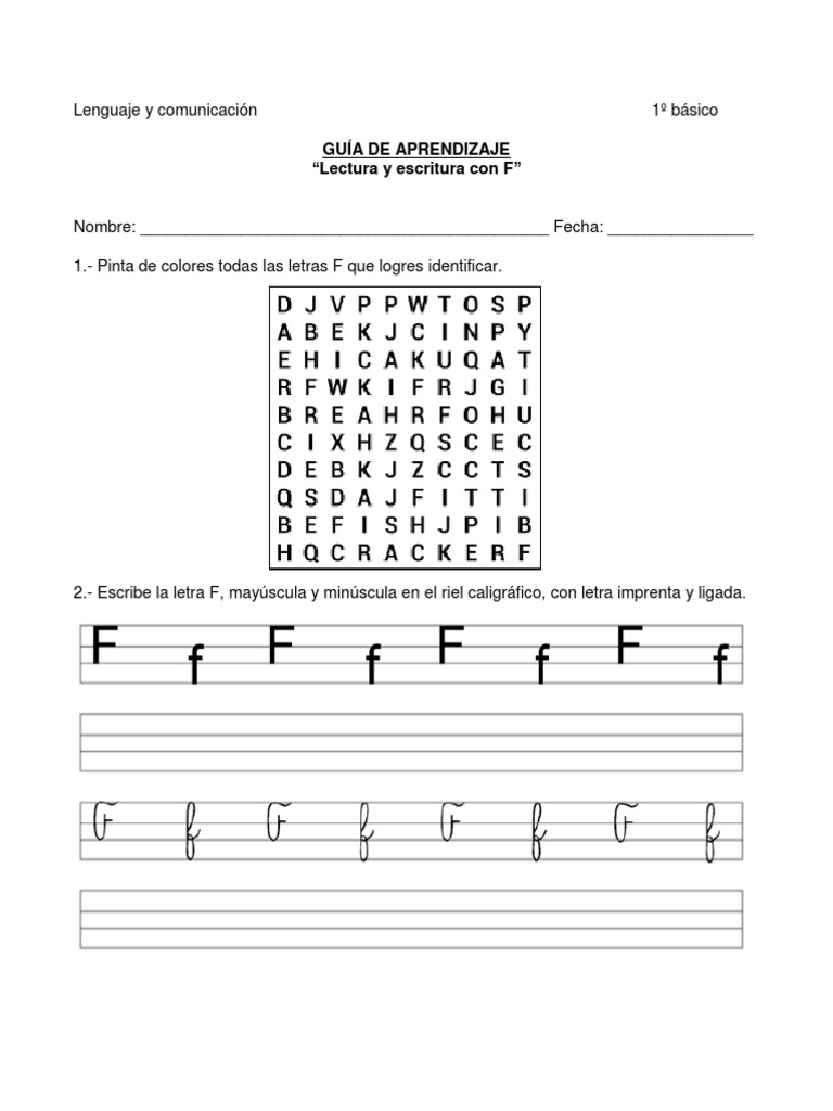 Guia Letra F Clase 7 | PDF
