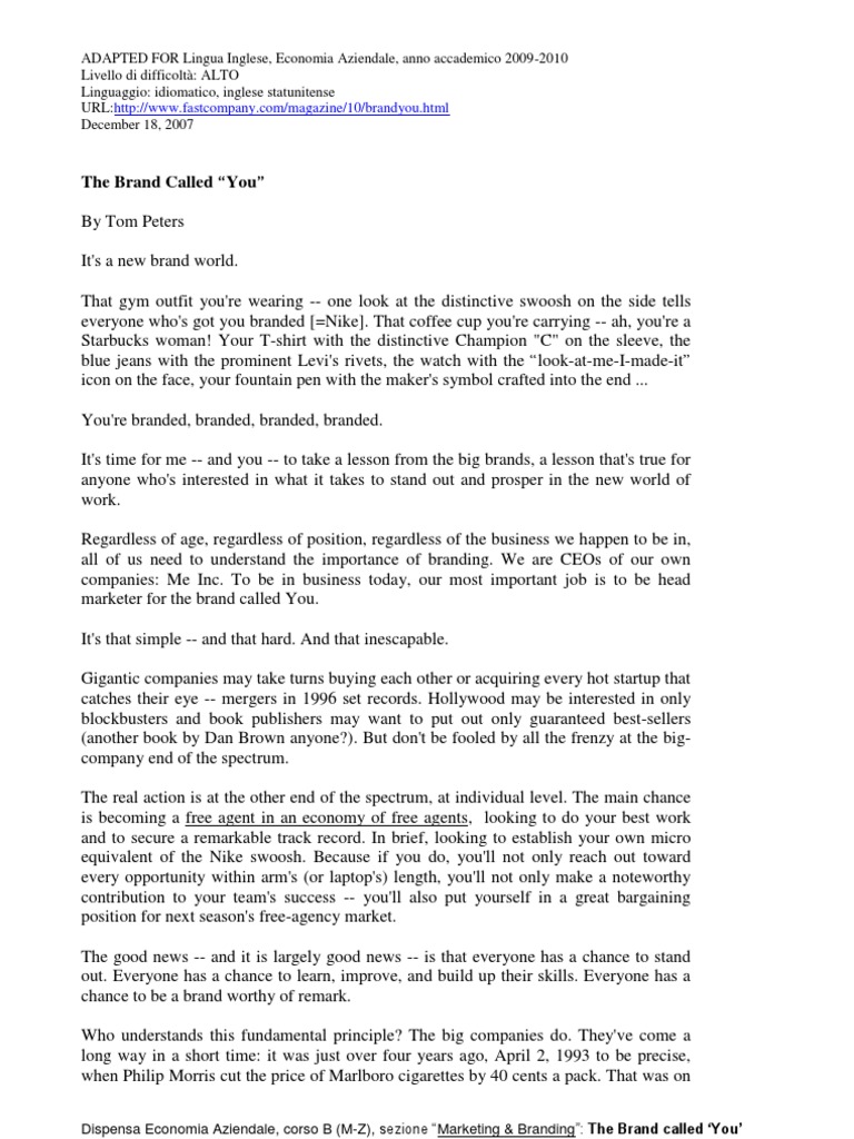 The Brand Called You | PDF | Brand | Email