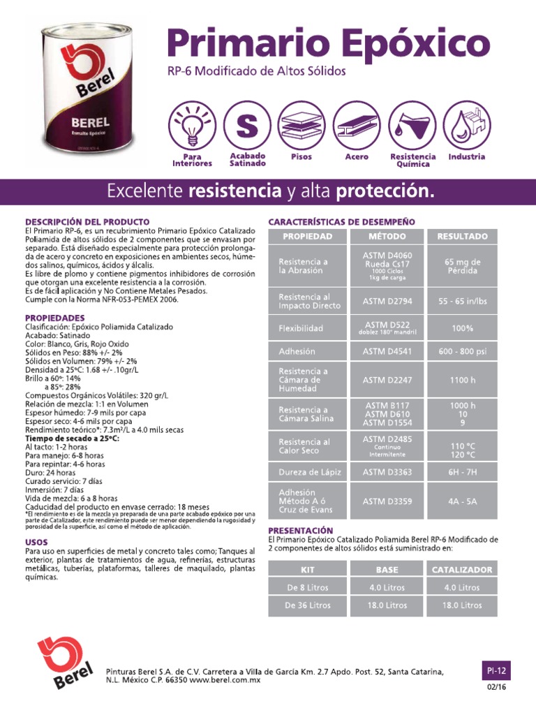 Primario Epoxico Berel RP-6 Mod. | PDF