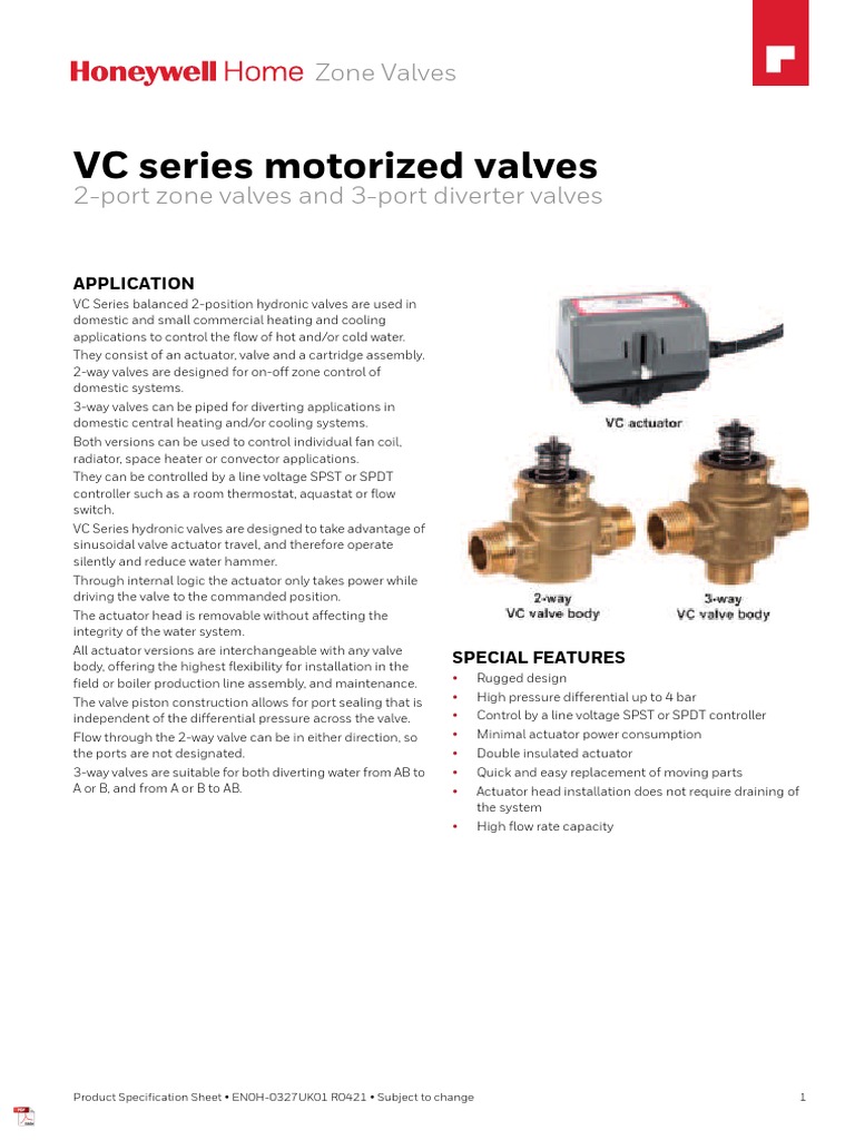 VC Series Motorized Valves | PDF | Valve | Electrical Engineering