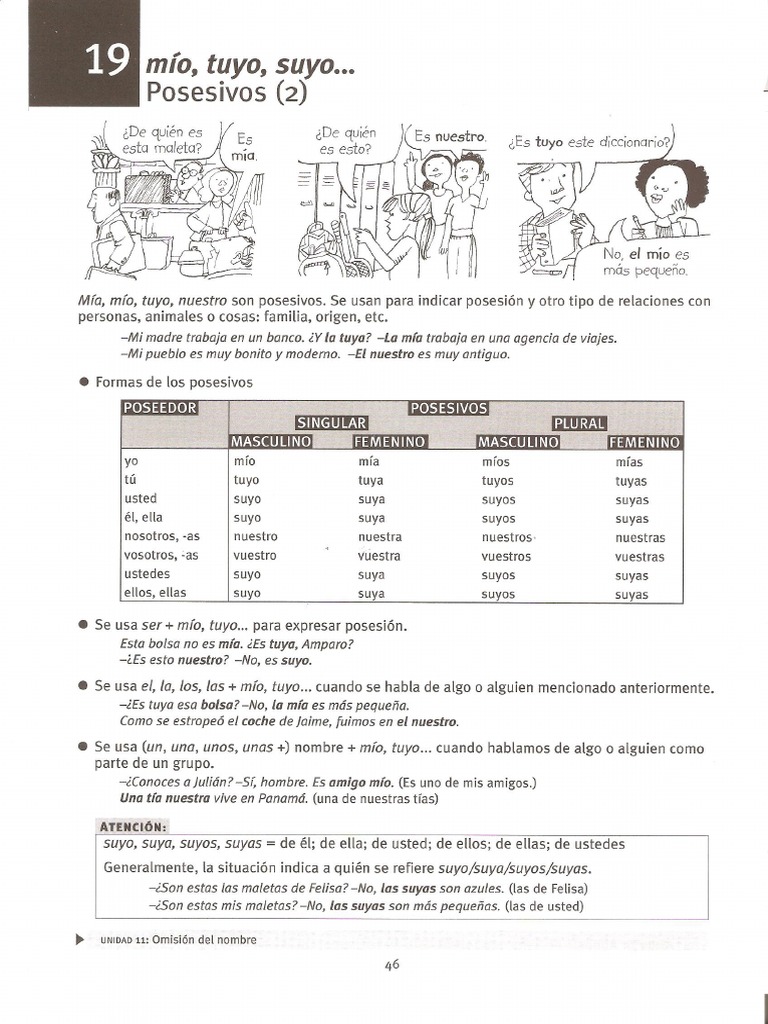 Posesivos en Español: Mío, Tuyo, Suyo | PDF