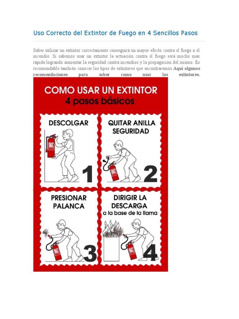 Uso Correcto Del Extintor de Fuego | PDF | Incendios | Combustibles