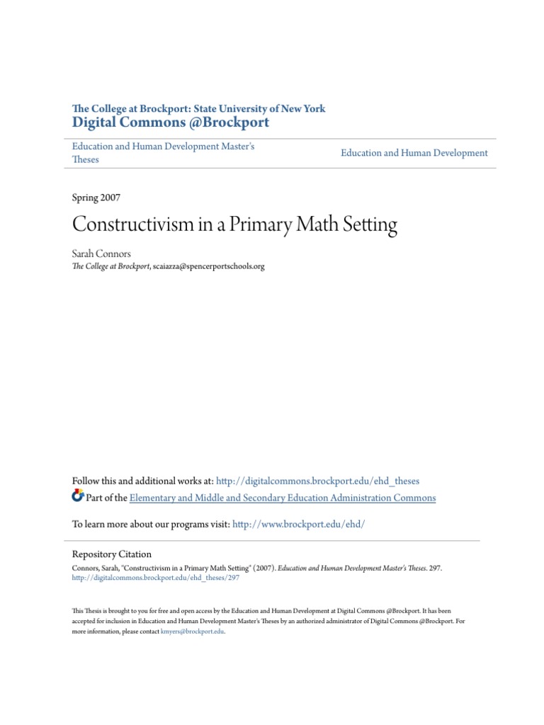 Constructivism in A Primary Math Setting by Sarah Connors | PDF ...